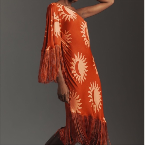 FARM Rio | Dresses | Farm Rio Burnt Orange Sun And Moon One Shoulder ...